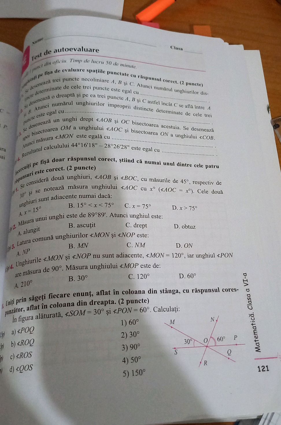 Name Clasa Test de autoevaluare 1 punct din