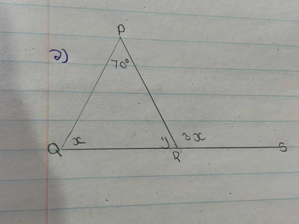 2) In triangle PQR, angle PQR = $x$, angle | StudyX