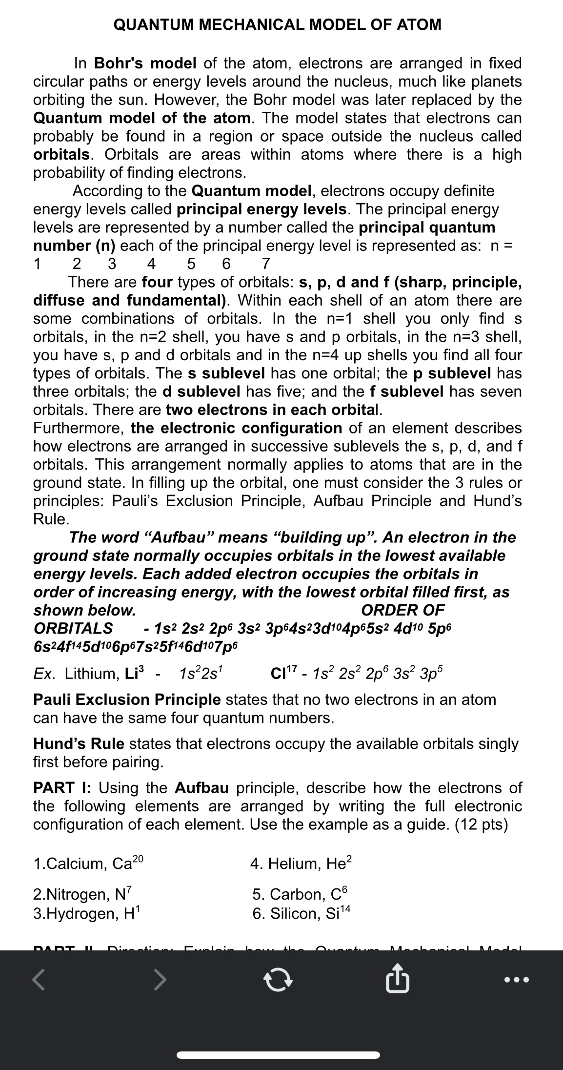 QUANTUM MECHANICAL MODEL OF ATOM In Bohr's | StudyX