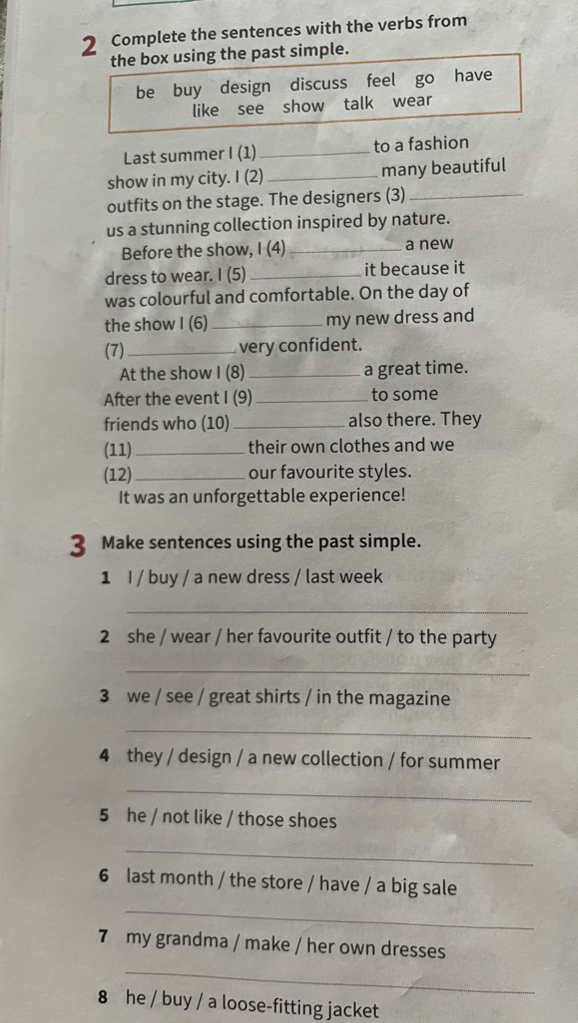 Complete the sentences with the verbs from | StudyX