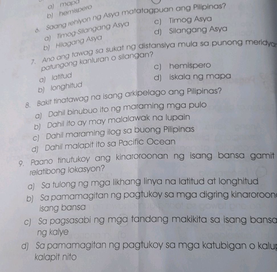 6. Saang rehiyon ng Asya matatagpuan ang | StudyX