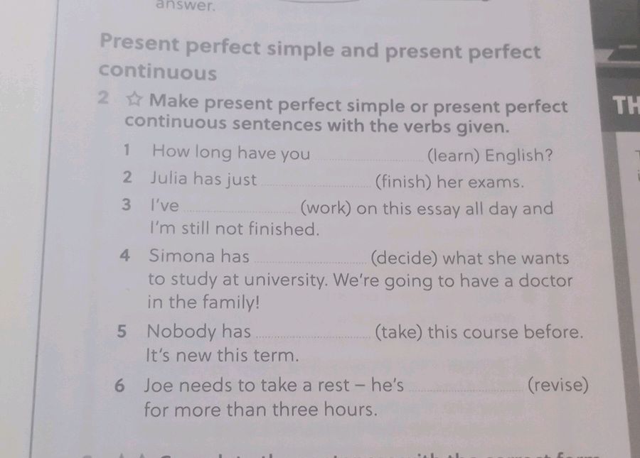 Present perfect simple and present perfect | StudyX