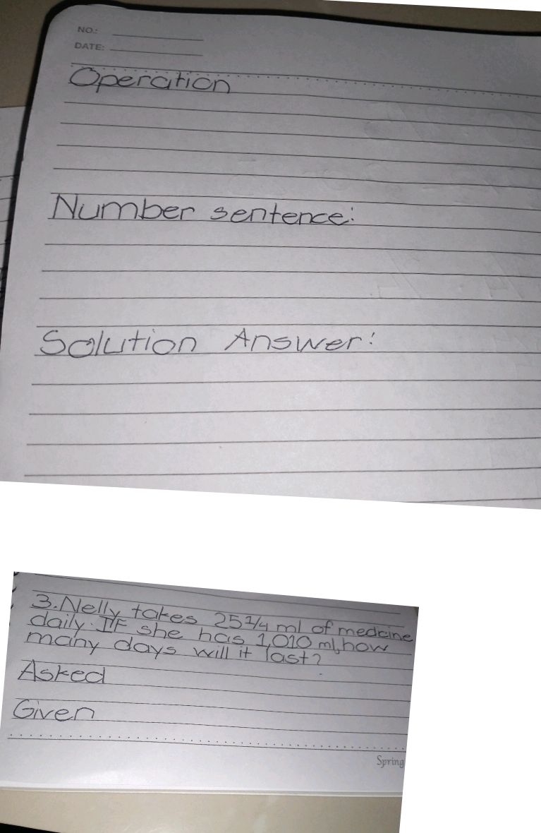 Operation Number sentence: Solution | StudyX