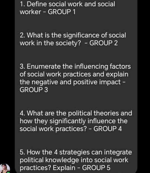 1. Define social work and social worker - | StudyX