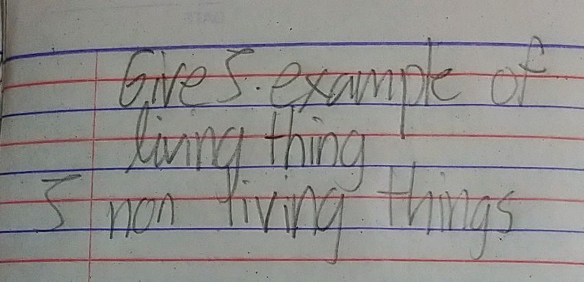 Give 5 examples of living things and 5 | StudyX