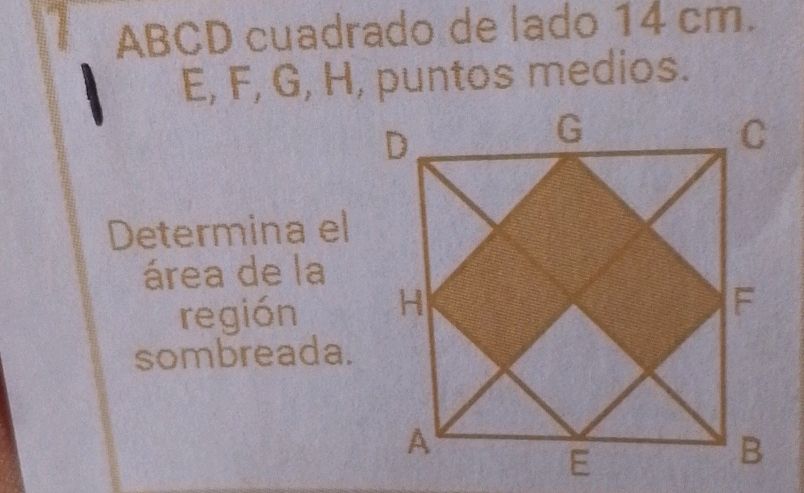 ABCD cuadrado de lado 14 cm. E, F, G, H, | StudyX
