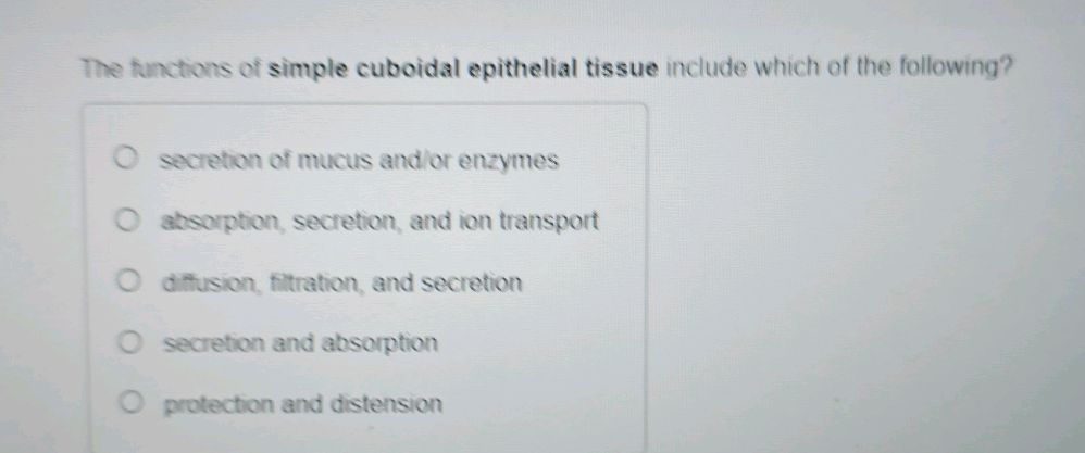 The functions of simple cuboidal epithelial | StudyX