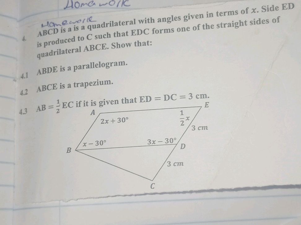 4. ABCD is a quadrilateral with angles given | StudyX