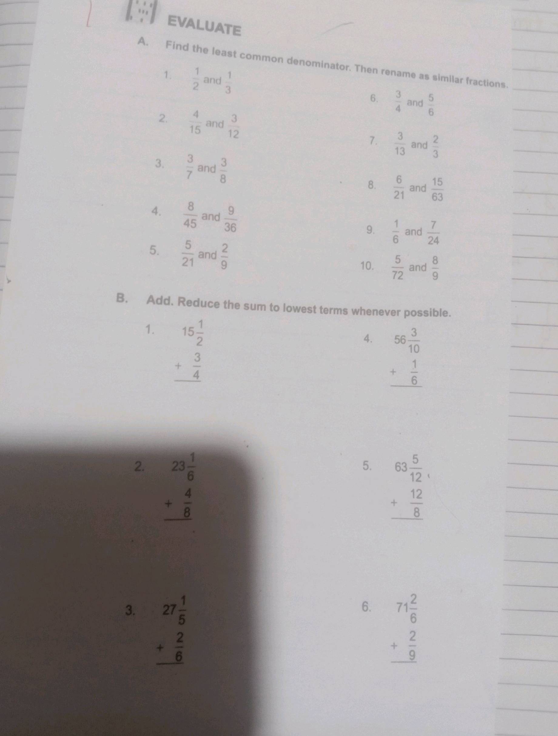 A. EVALUATE Find the least common | StudyX