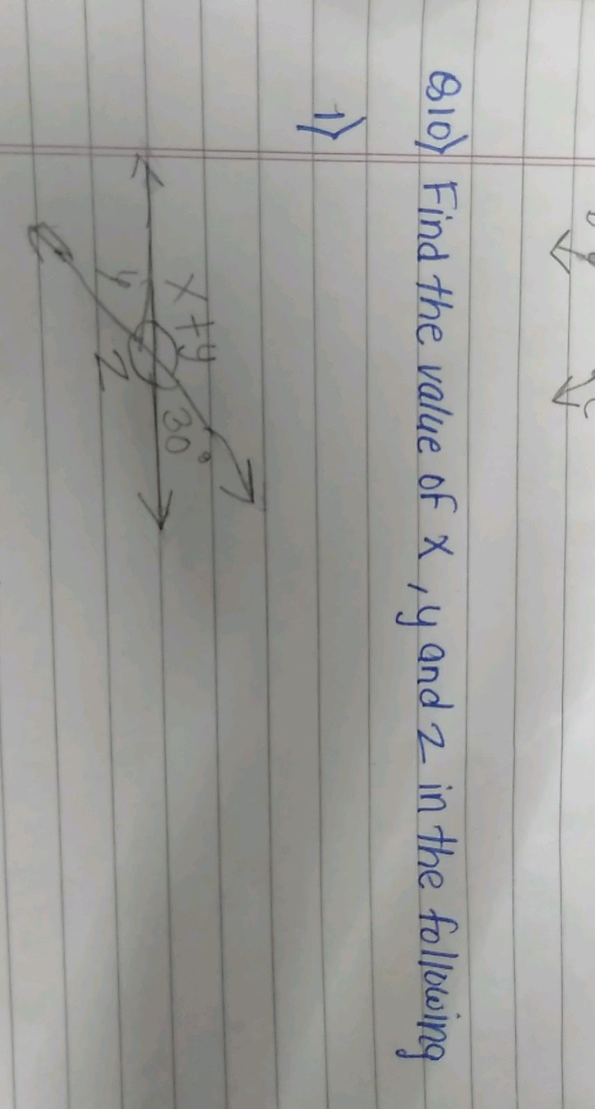 10) Find the value of x, y and z in the | StudyX