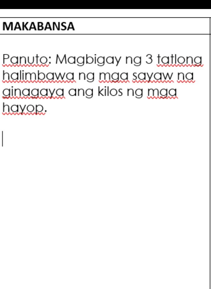 MAKABANSA Panuto: Magbigay ng 3 tatlong