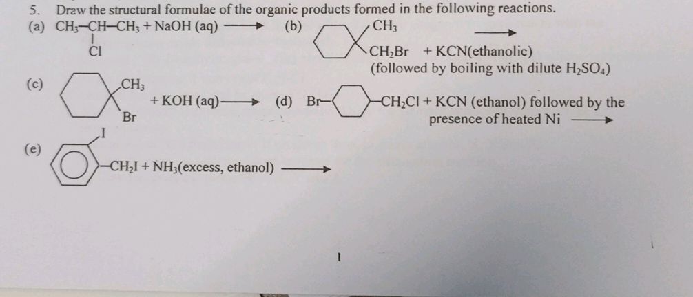 5. Draw the structural formulae of the | StudyX