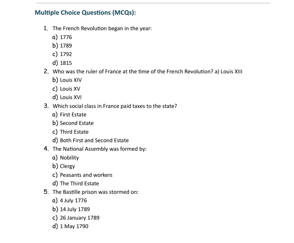 Multiple Choice Questions (MCQs): 1. The | StudyX