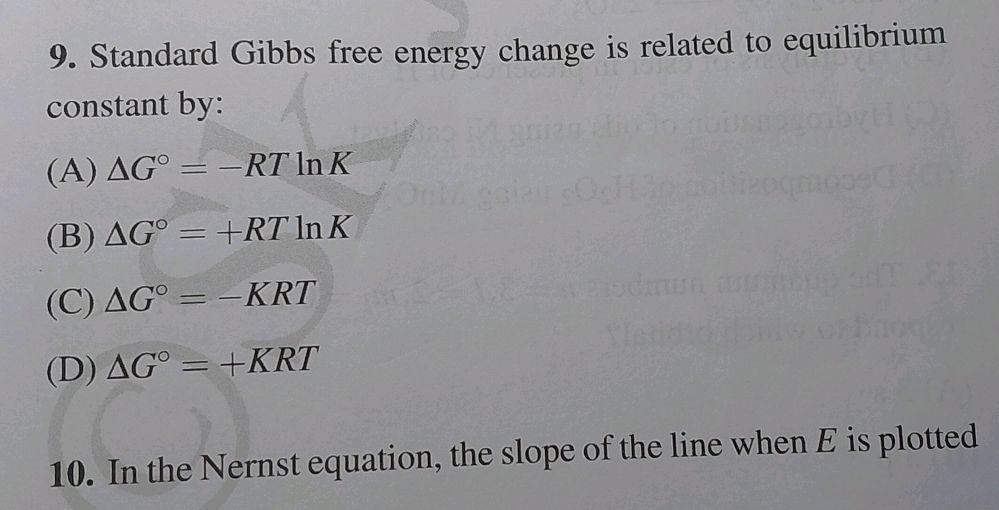 9. Standard Gibbs free energy change is | StudyX