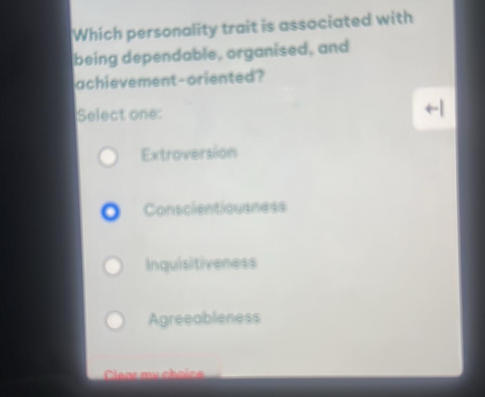 Which personality trait is associated with | StudyX