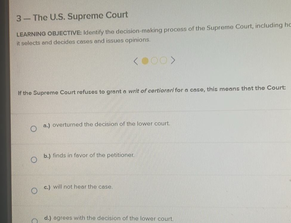 3- The U.S. Supreme Court LEARNING | StudyX
