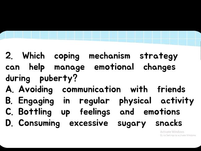 2. Which coping mechanism strategy can help | StudyX