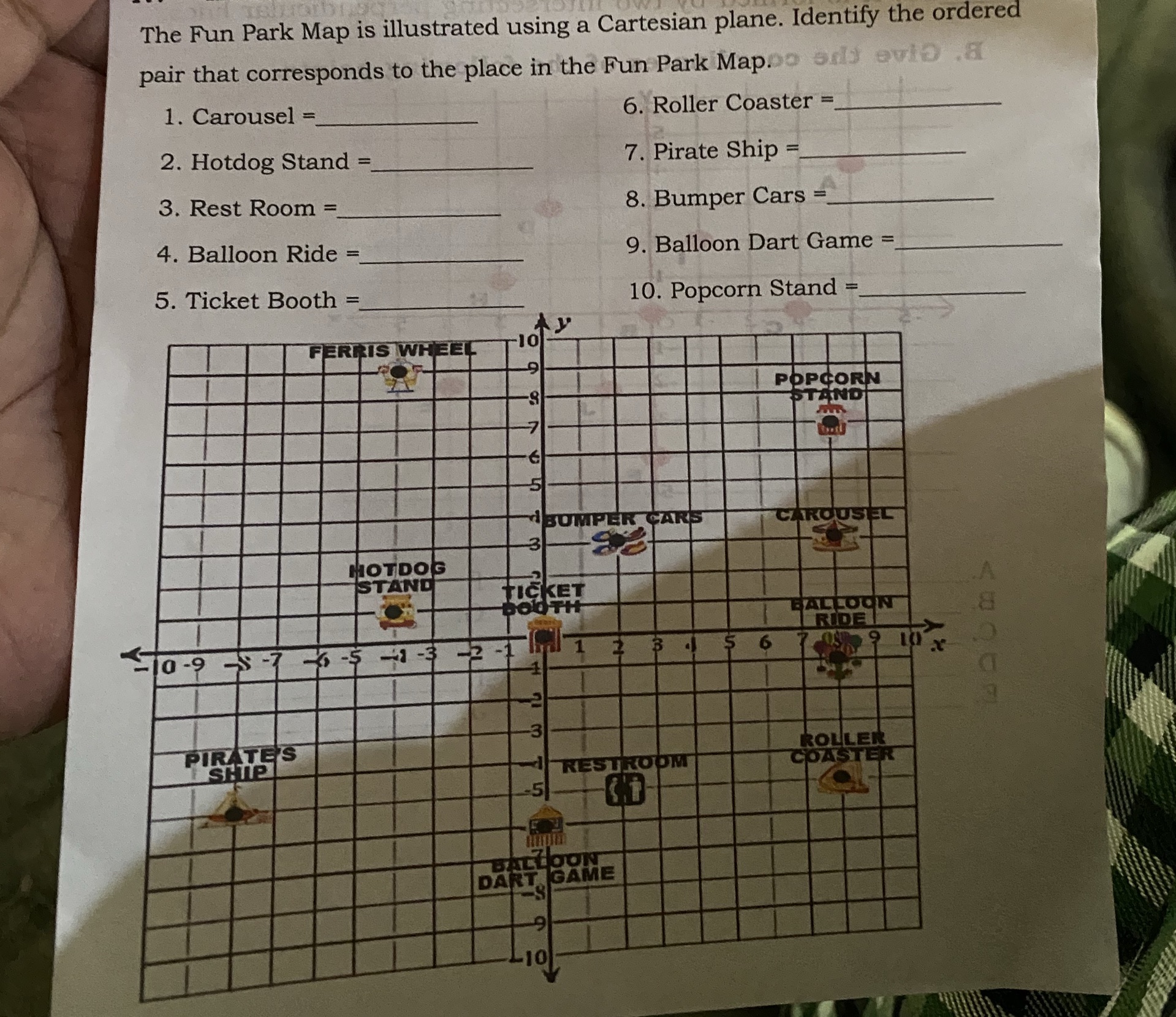 The Fun Park Map is illustrated using a