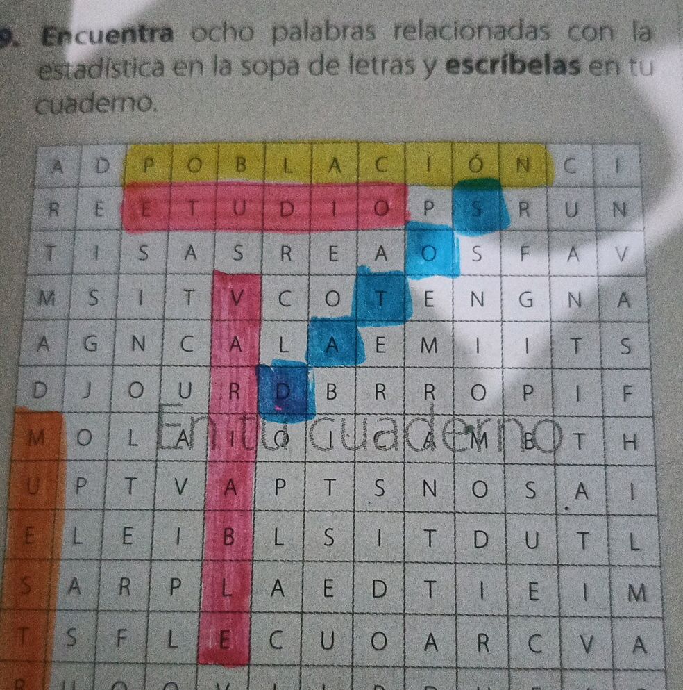 9. Encuentra ocho palabras relacionadas con | StudyX