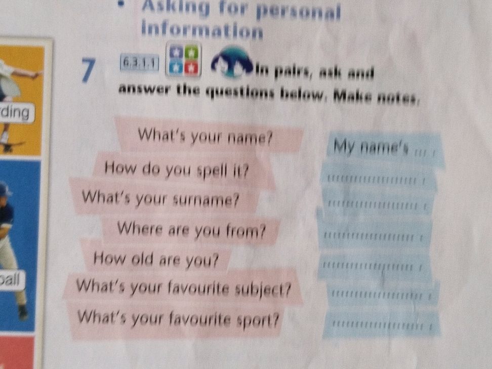 7 Asking for personal information In pairs, | StudyX