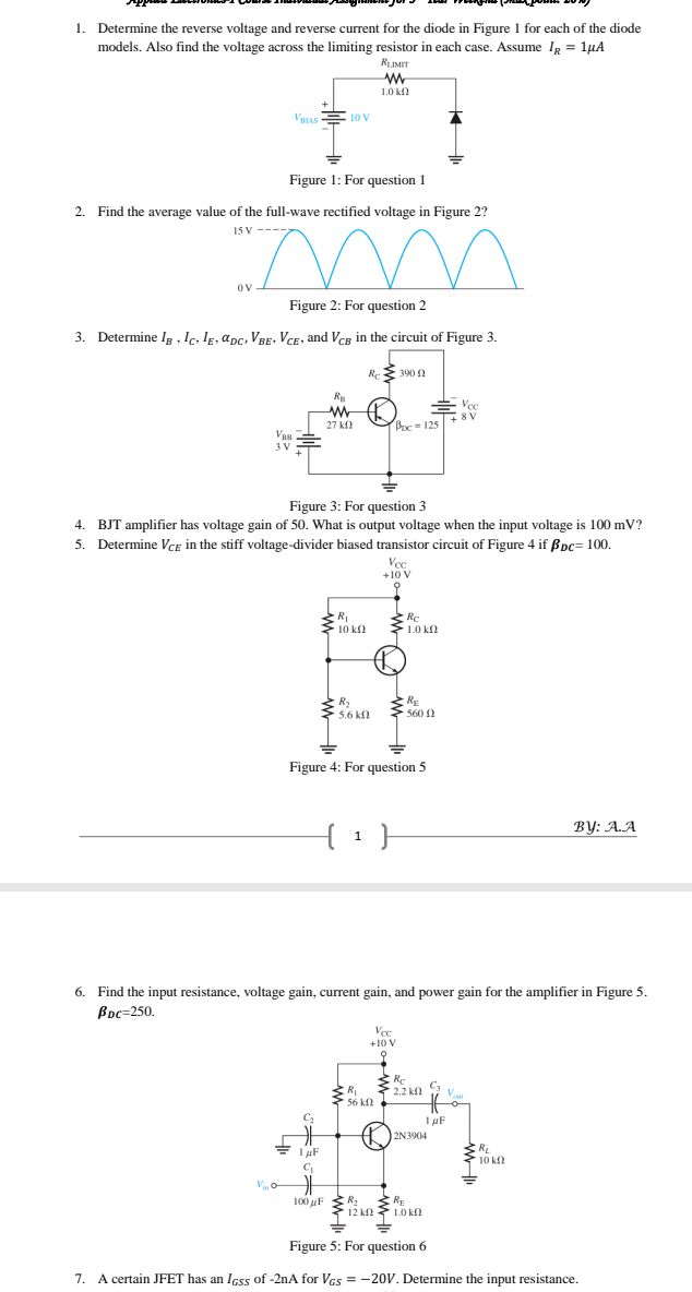 1. Determine the reverse voltage and reverse | StudyX