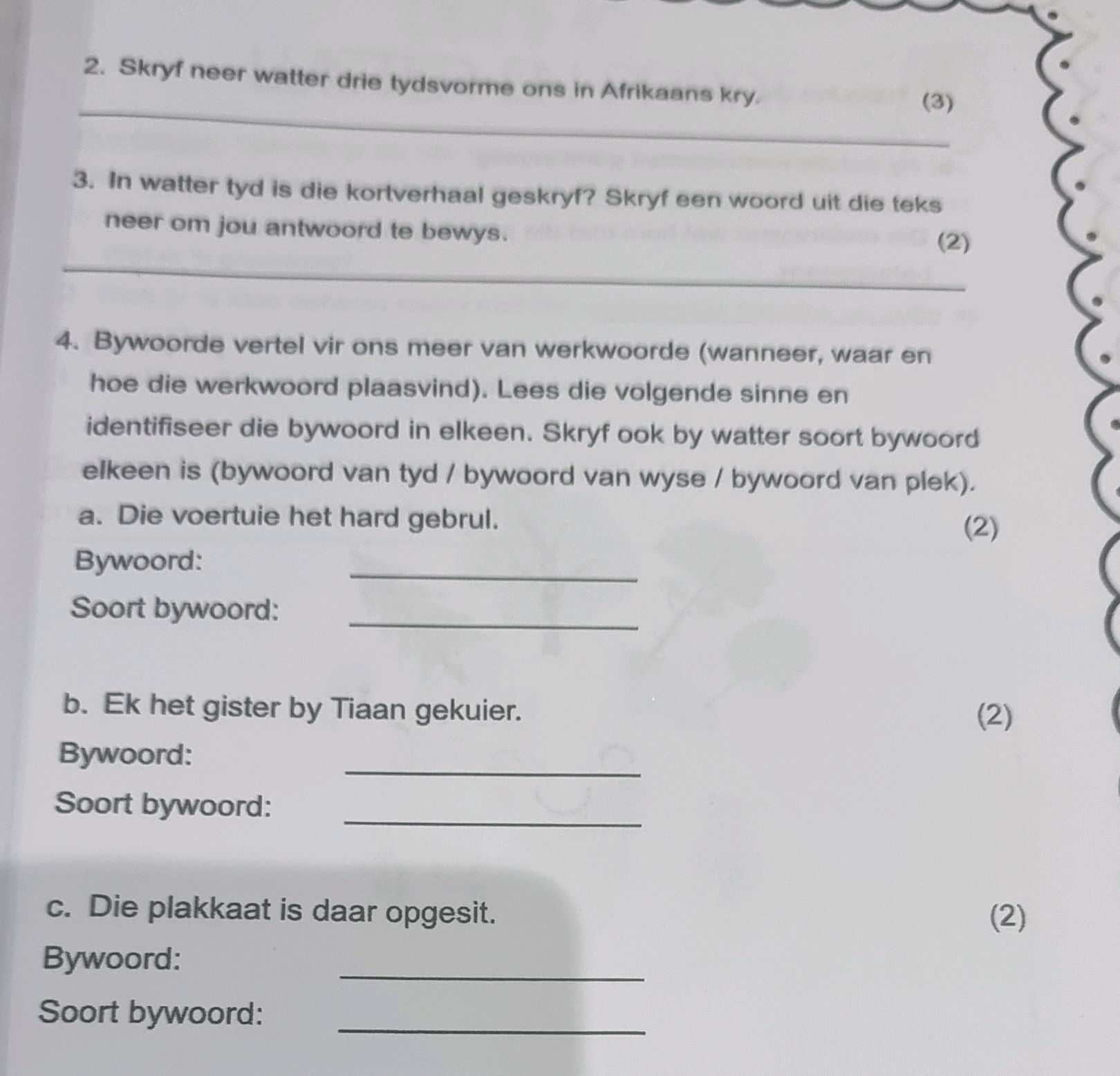 2. Skryf neer watter drie tydsvorme ons in | StudyX