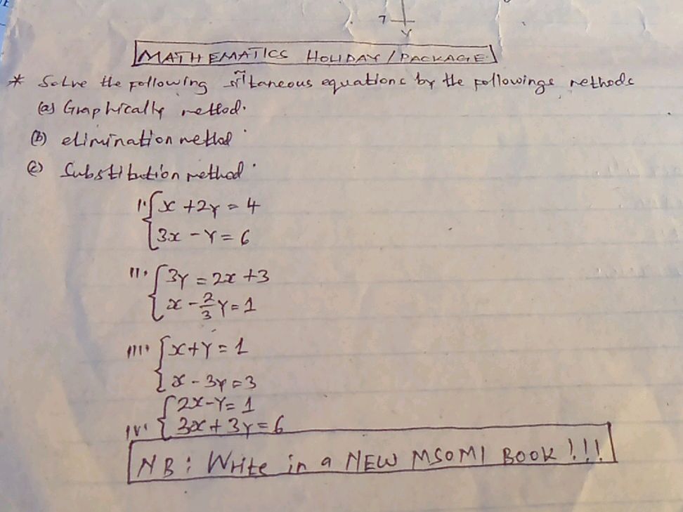 Solve the following simultaneous equations | StudyX
