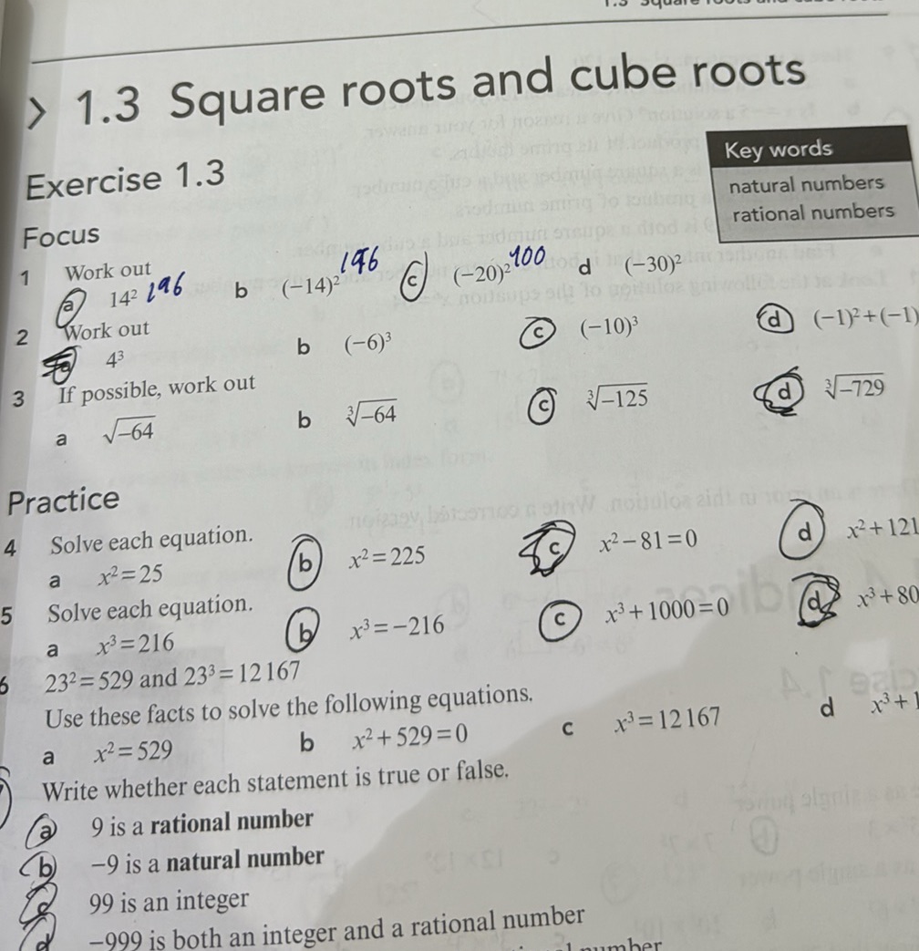 1.3 Square roots and cube roots Exercise | StudyX