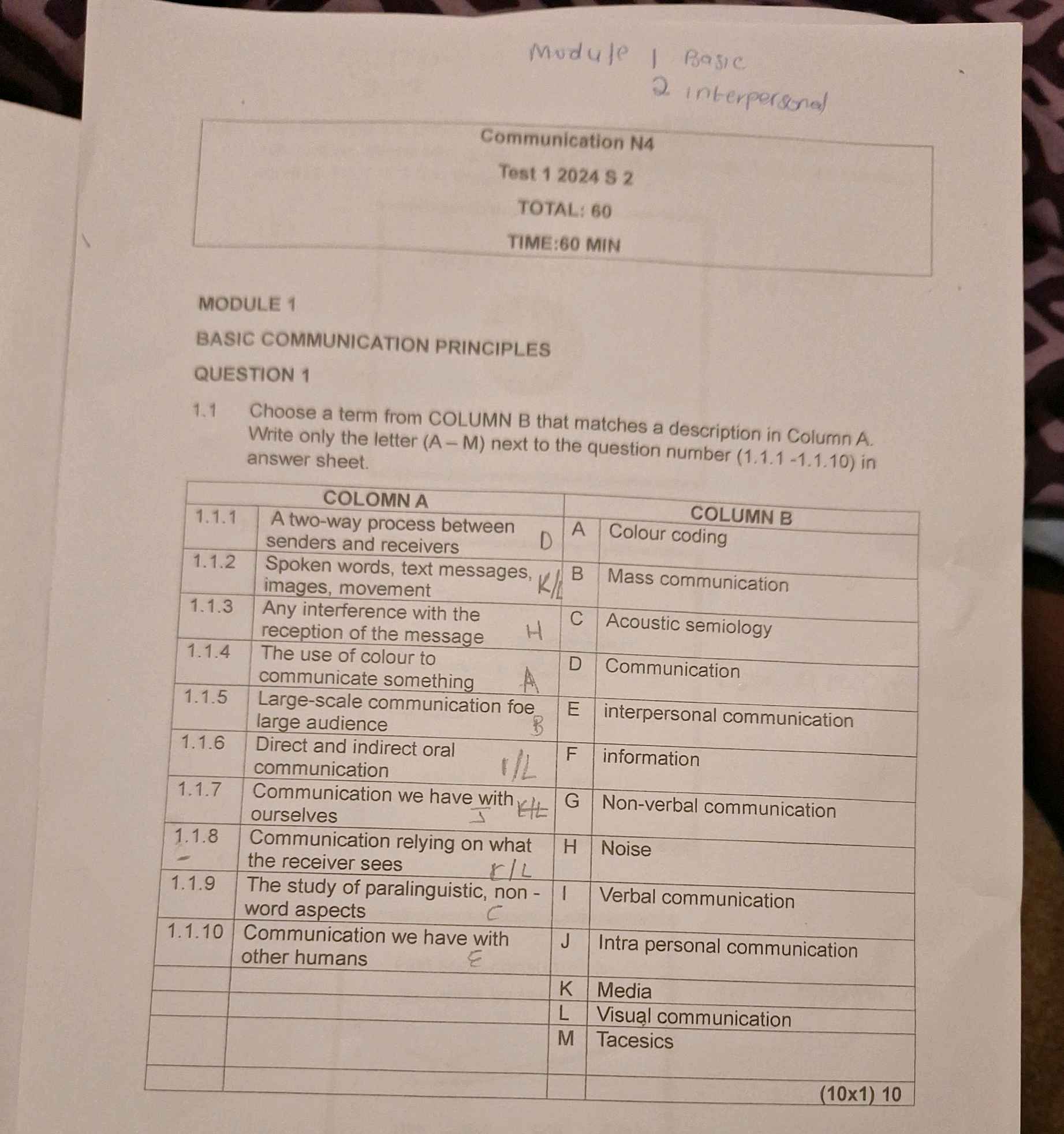 Module 1 Basic 2 interpersonal Communication | StudyX