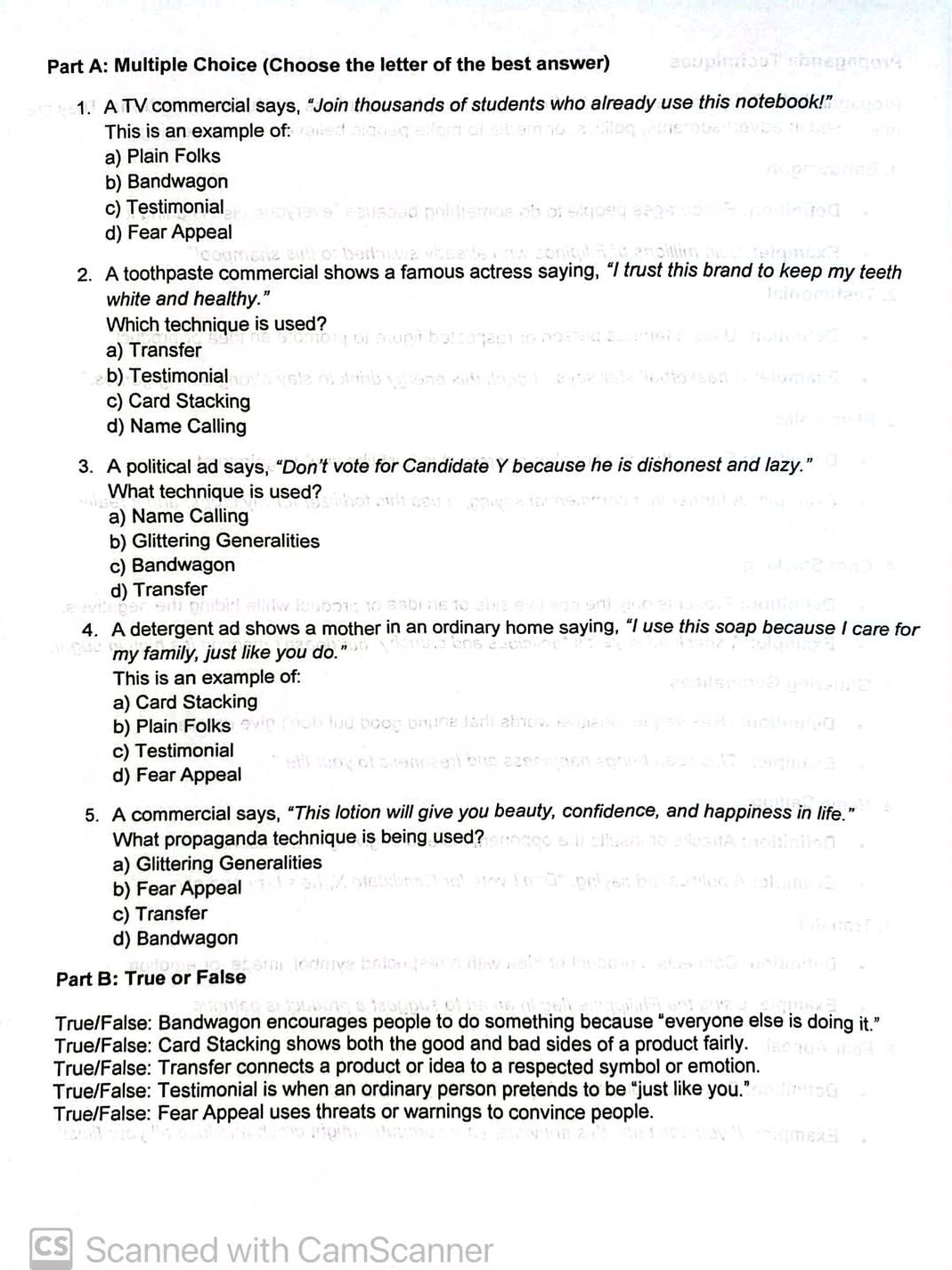 Part A: Multiple Choice (Choose the letter | StudyX