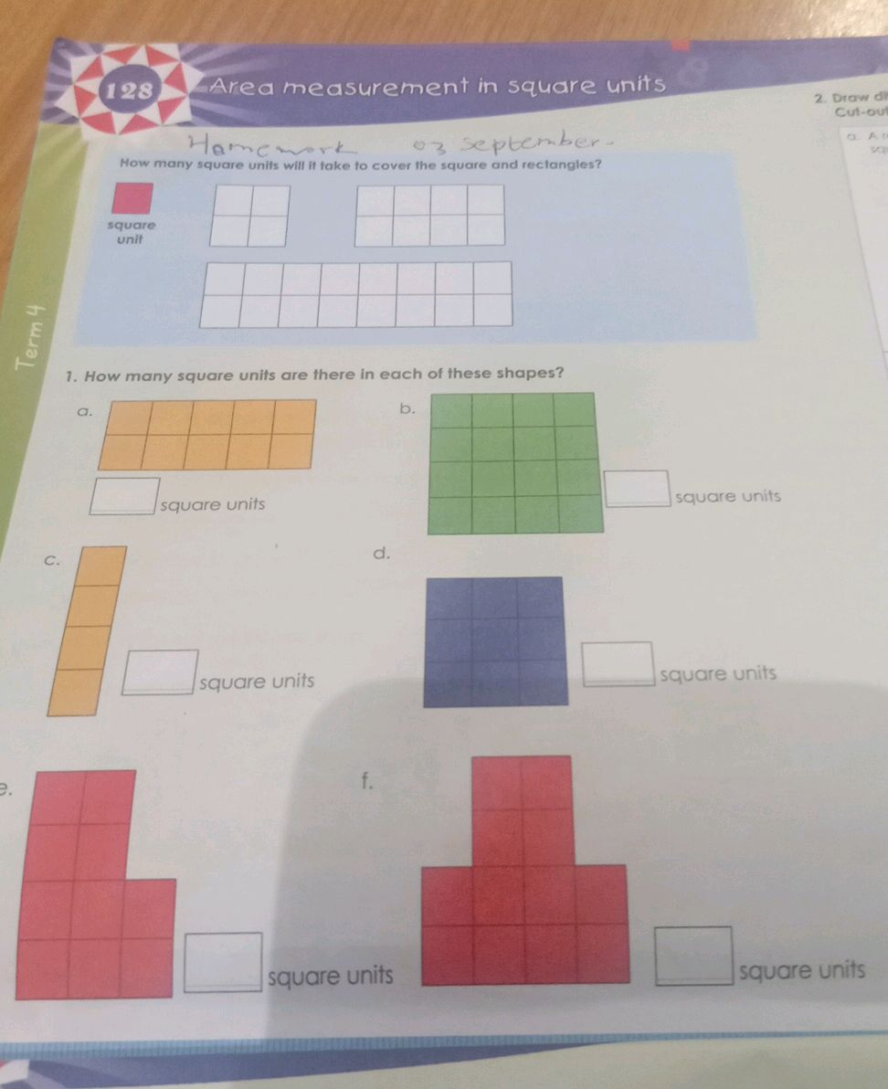Area measurement in square units Homework 03 | StudyX