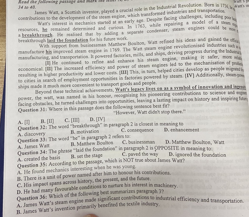 Read the following passage and mark the | StudyX