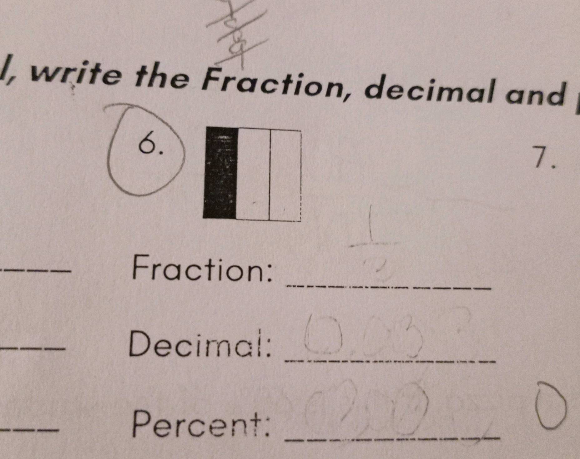6. Write the Fraction, decimal and percent | StudyX