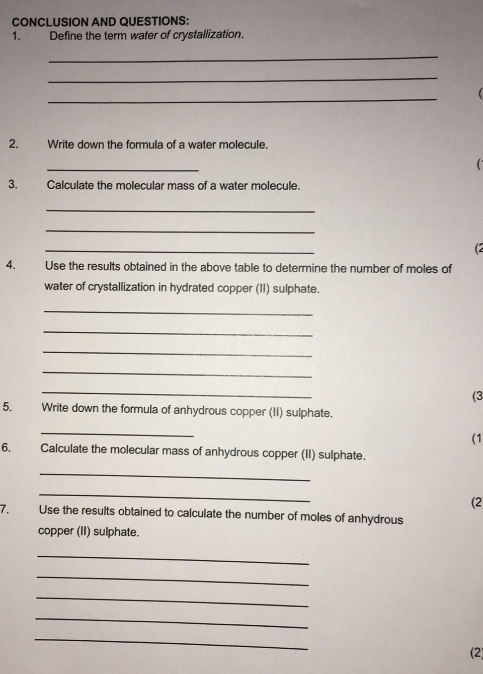 1. Define the term water of crystallization. | StudyX