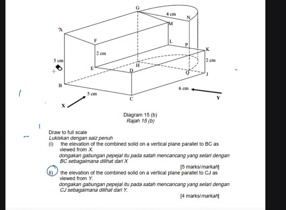 Draw to full scale Lukiskan dengan saiz | StudyX