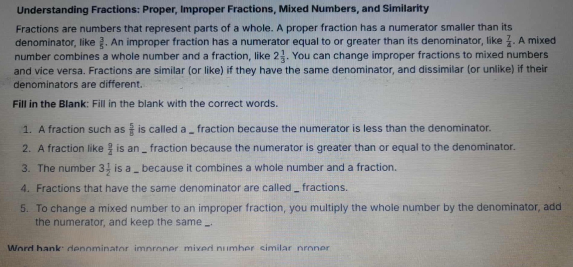 Understanding Fractions: Proper, Improper | StudyX