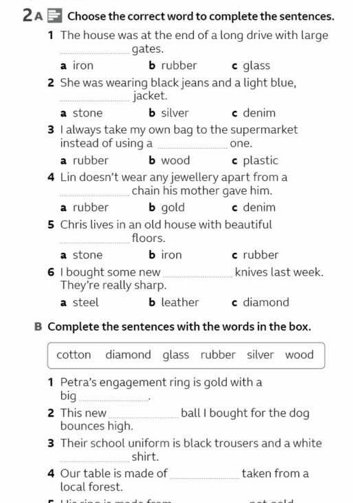 2A Choose the correct word to complete the | StudyX