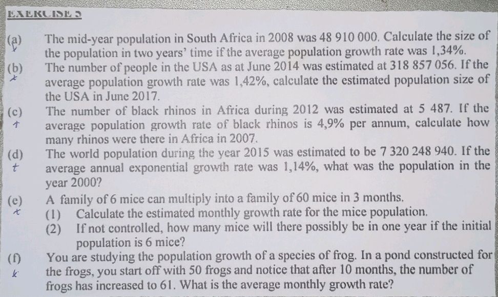 (a) The mid-year population in South Africa | StudyX