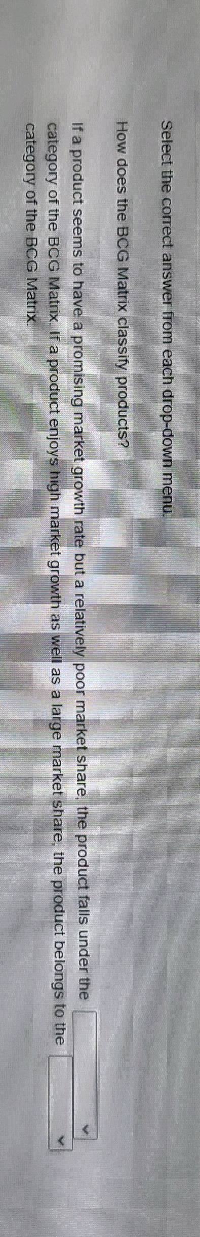 Select the correct answer from each | StudyX