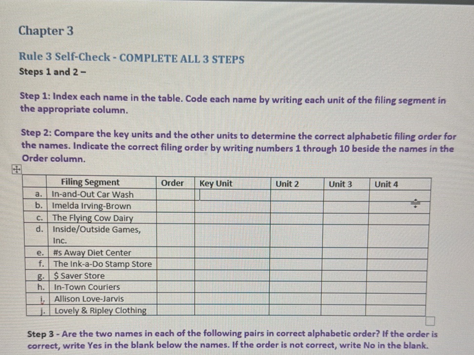 Rule 3 Self-Check - COMPLETE ALL 3 STEPS