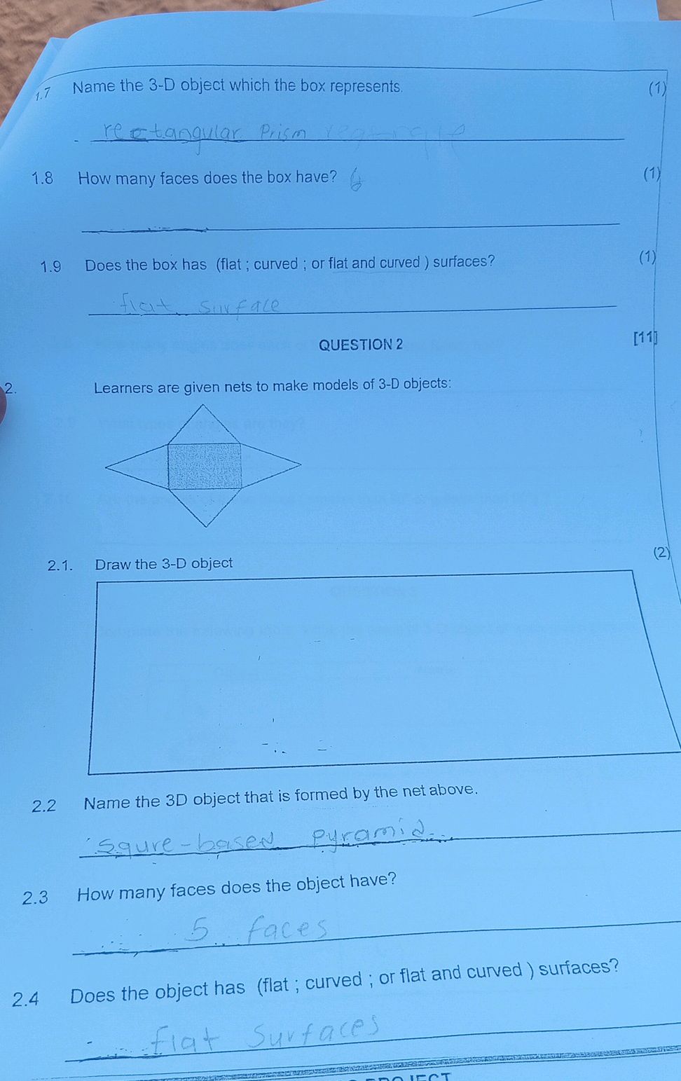1.7 Name the 3-D object which the box | StudyX