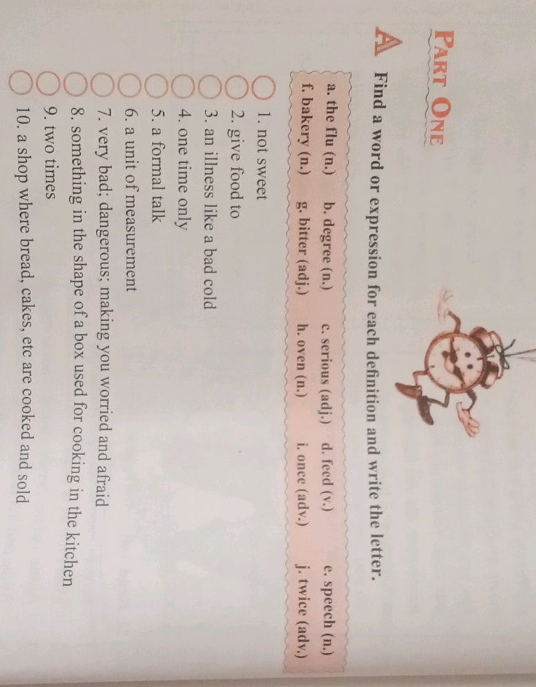 PART ONE A Find a word or expression for | StudyX