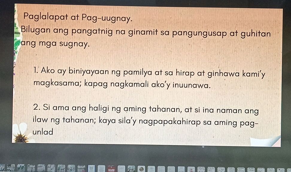 Paglalapat at Pag-uugnay. Bilugan ang | StudyX