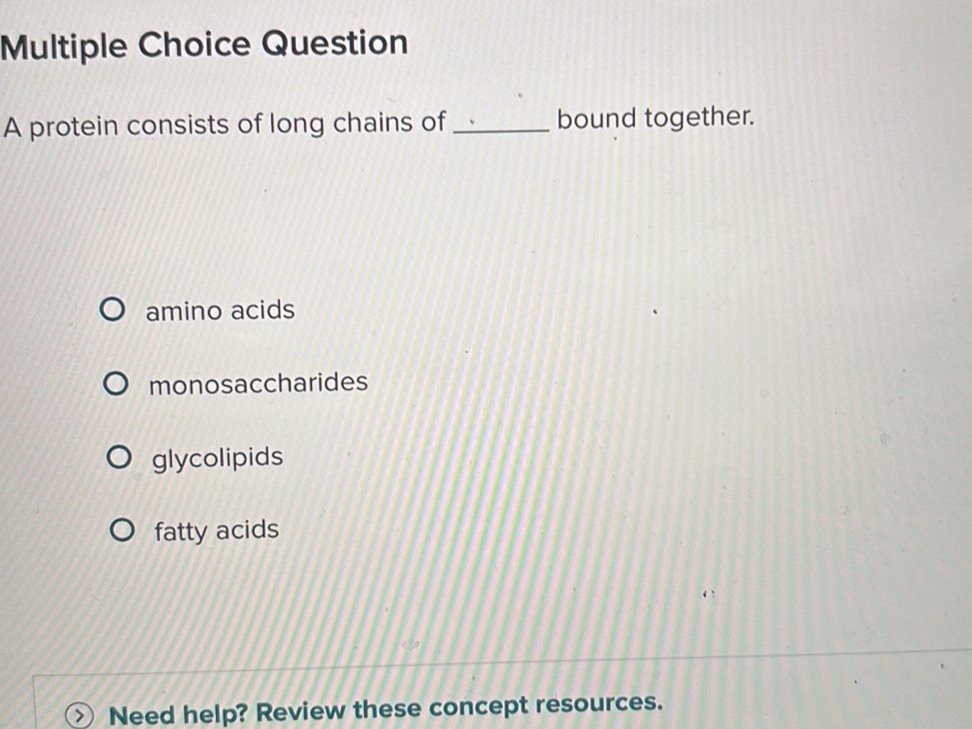 Multiple Choice Question A protein consists | StudyX