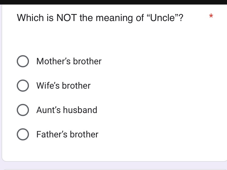 Which is NOT the meaning of "Uncle"? | StudyX