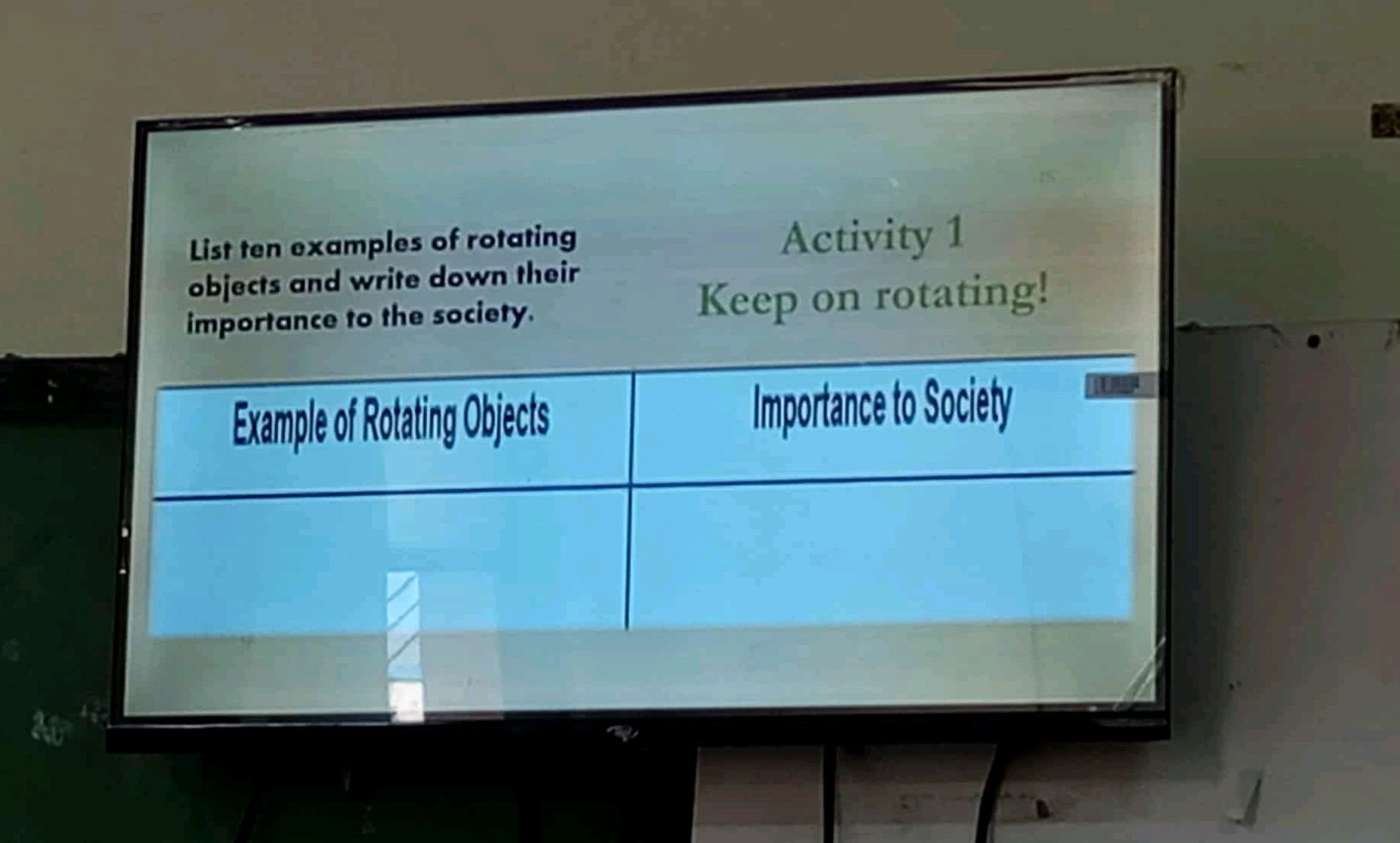 List ten examples of rotating objects and | StudyX