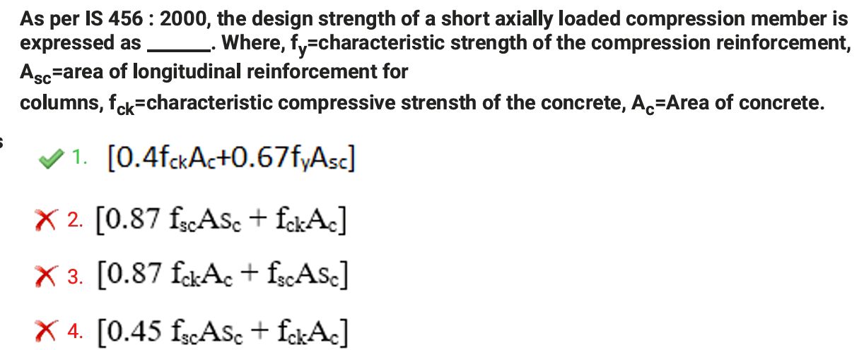 As per IS 456 : 2000 , the design strength | StudyX
