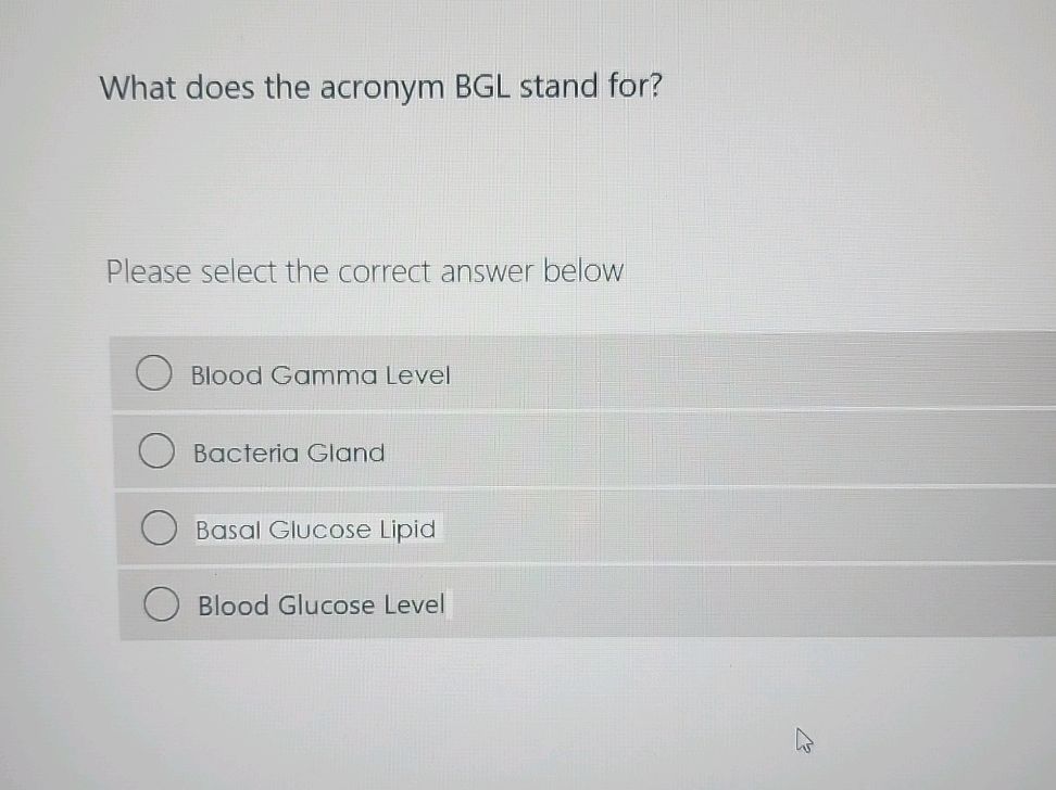 What does the acronym BGL stand for? Please | StudyX