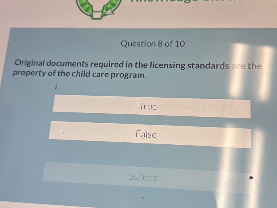 Question 8 of 10 Original documents required