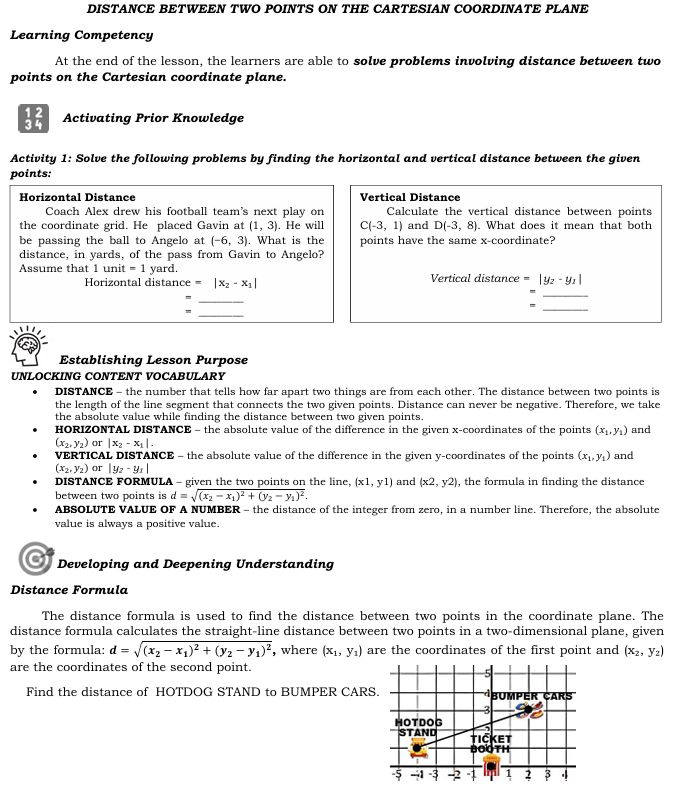 DISTANCE BETWEEN TWO POINTS ON THE CARTESIAN | StudyX